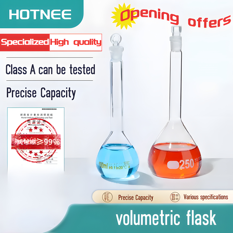 Glass Volumetric Flask / Transparent & Brown Ground Glass Stopper ...