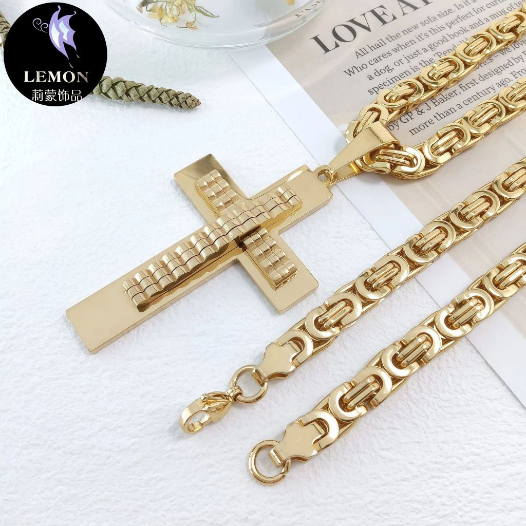Titanium Steel Cross Necklace for Men - Handcrafted Pendant | Shopee ...
