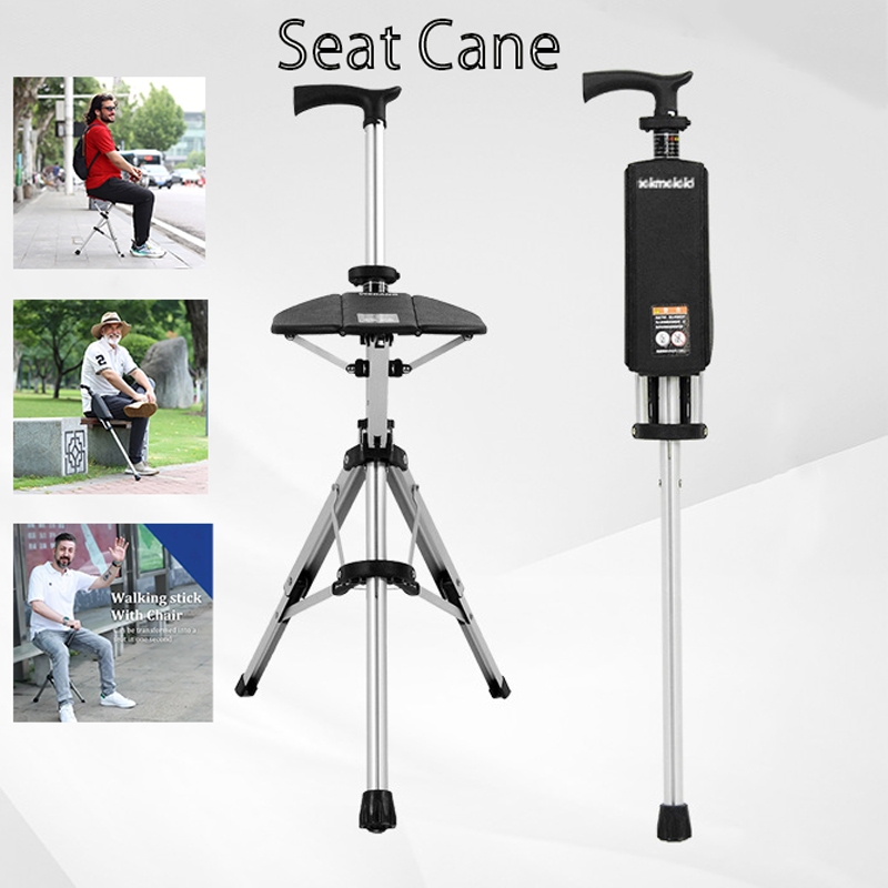 ZIIVIEVS Portable 2-in-1 Tungkod Walking Cane for Seniors – Foldable ...