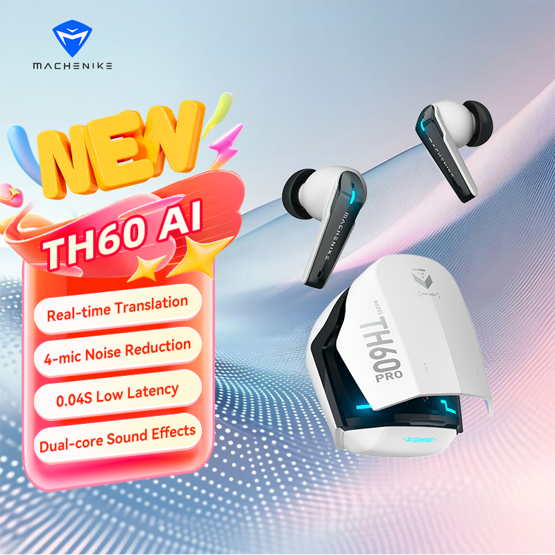 Machenike TH60 Pro AI Wireless Earphones Bluetooth 5.4 TWS Earbuds 0 ...