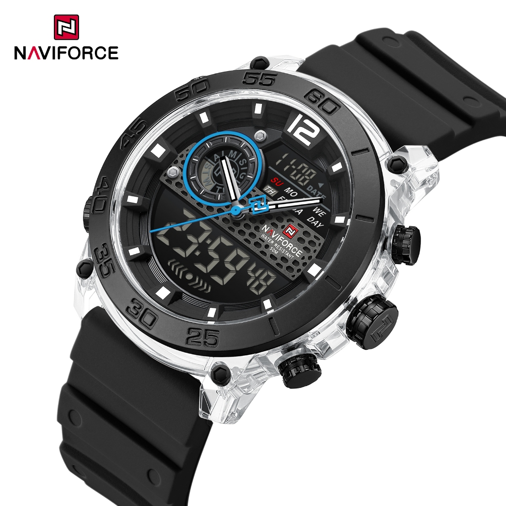 NAVIFORCE NF6104 Men's Lightweight Sports Dual Display Time Night Light ...