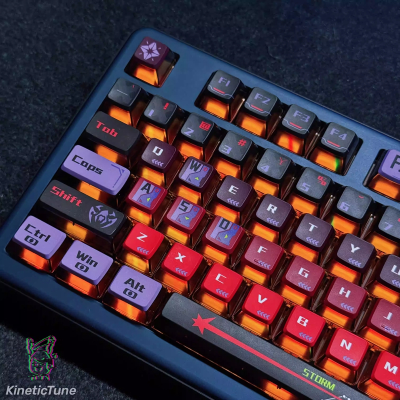 【Keycap Only】Mech Red Keycap 120 Keys Four Side Black Transparent Light ...