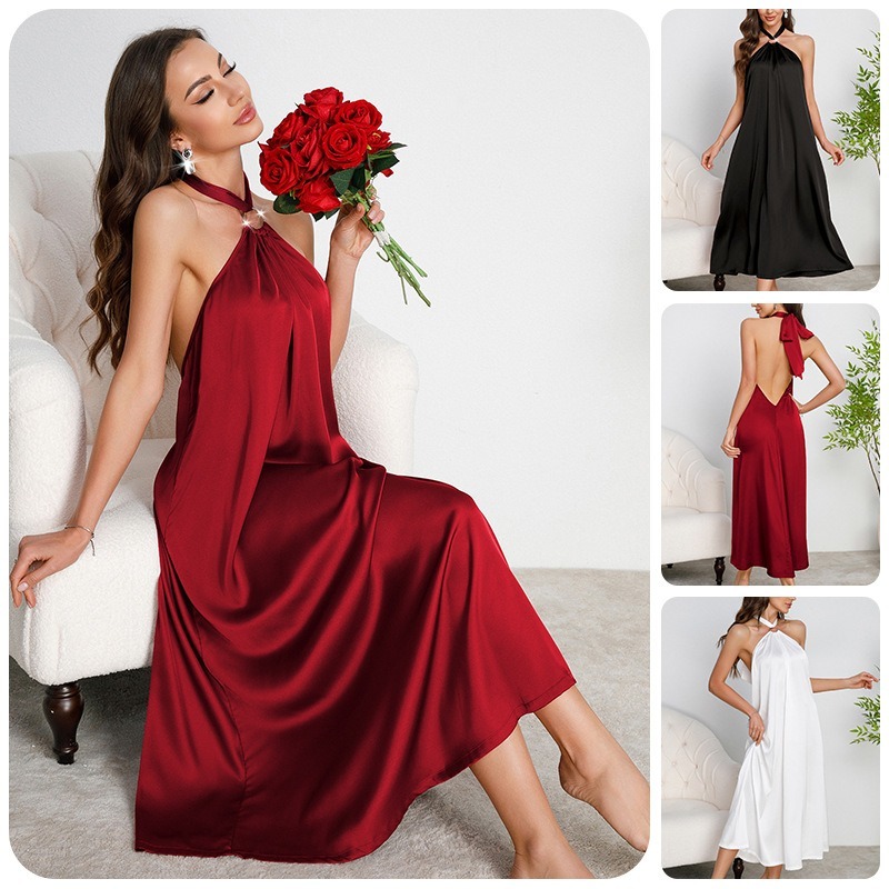Elegant Halter Backless Maxi Dress for Women – French Style Luxury ...