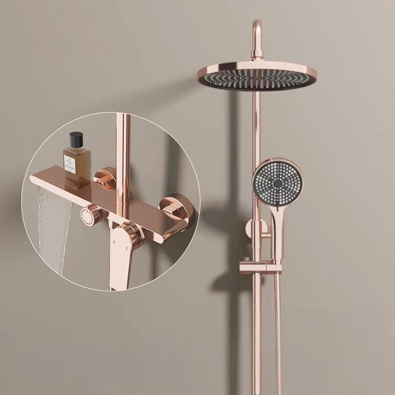 Rose gold shower set home gold bathroom mounted hotel brass high ...