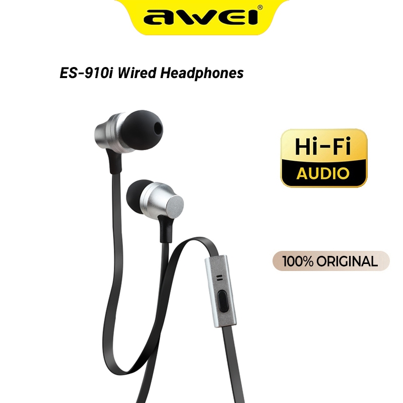 Awei ES-910i 1.2m Wired Earphones With Mic 3.5mm In-Ear Noise ...