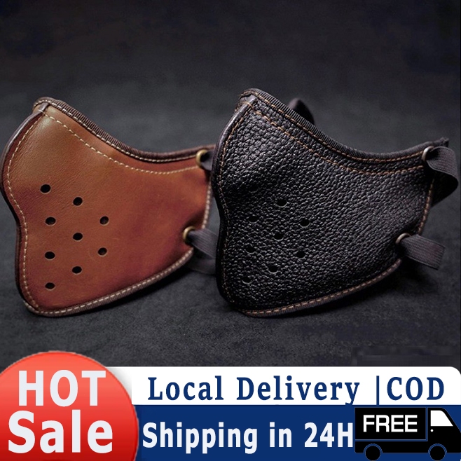 【Local Delivery COD】Motorcycle Retro Mask PU Leather Vintage Motorbike ...