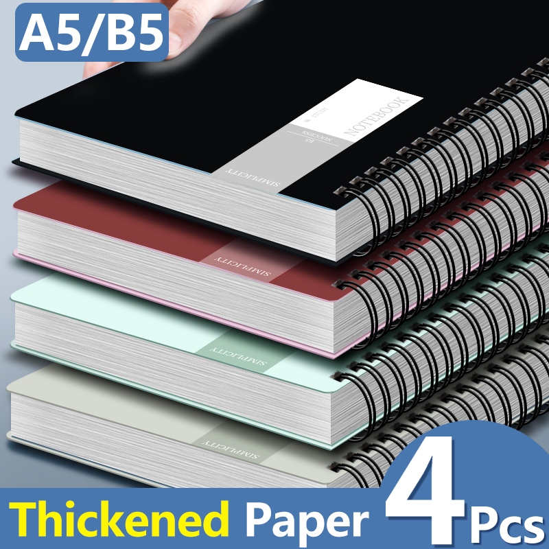4Pcs/Set 320 Sheets A5/B5 Macaron Spiral Notebook Double Coil Design ...