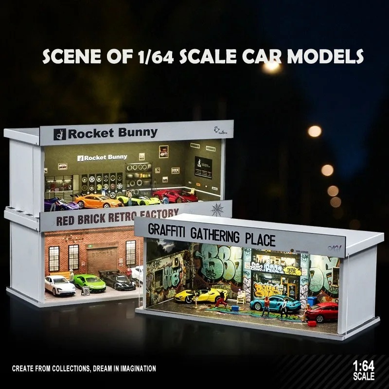 Diorama 1/64 Parking Lot for Car Model Garage Scene Lighting Version ...