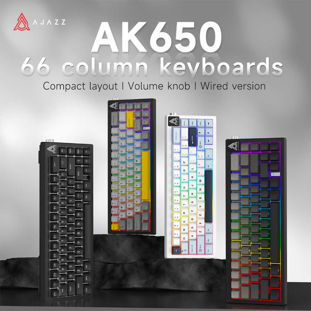 Ajazz Ak650 Wired Keyboard Gasket Structure Infinitely Adjustable Knob ...