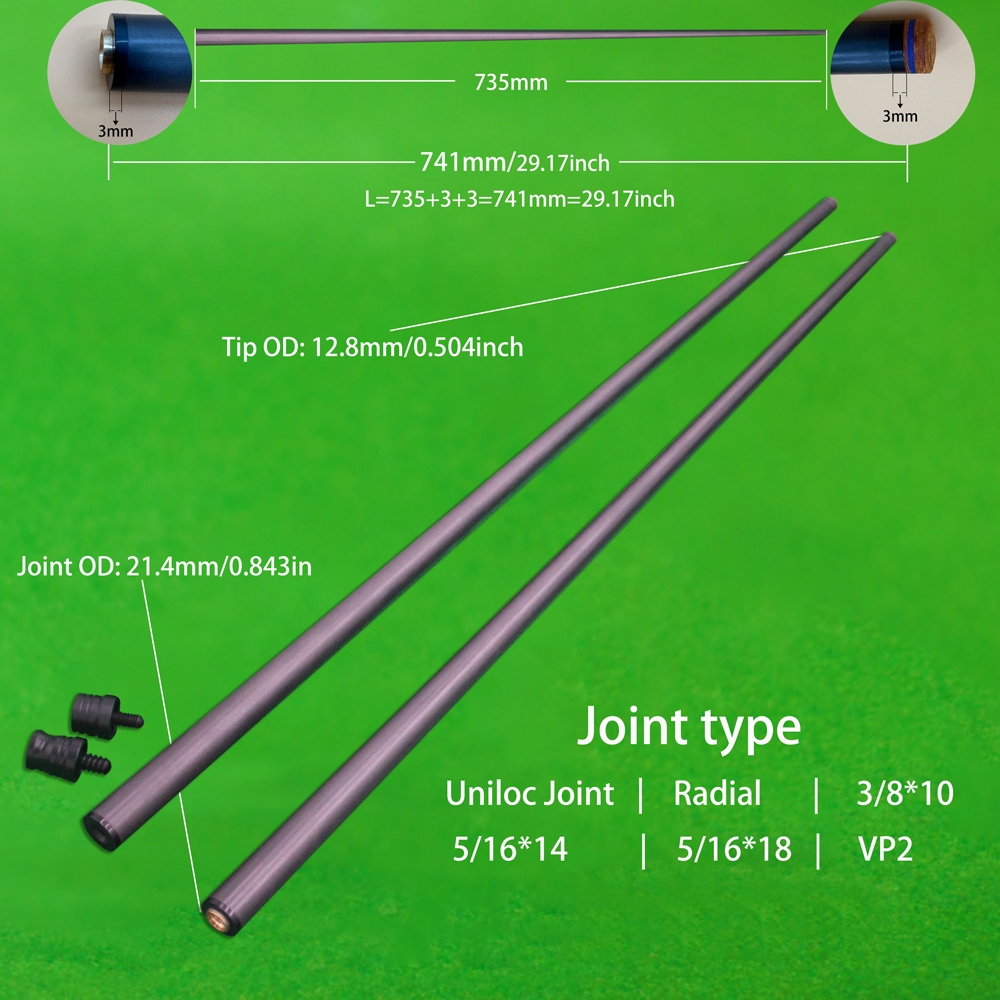 Customized Pro taper Carbon Fiber Pool Cue Shaft Dia 21.4mm 11.8mm/12 ...