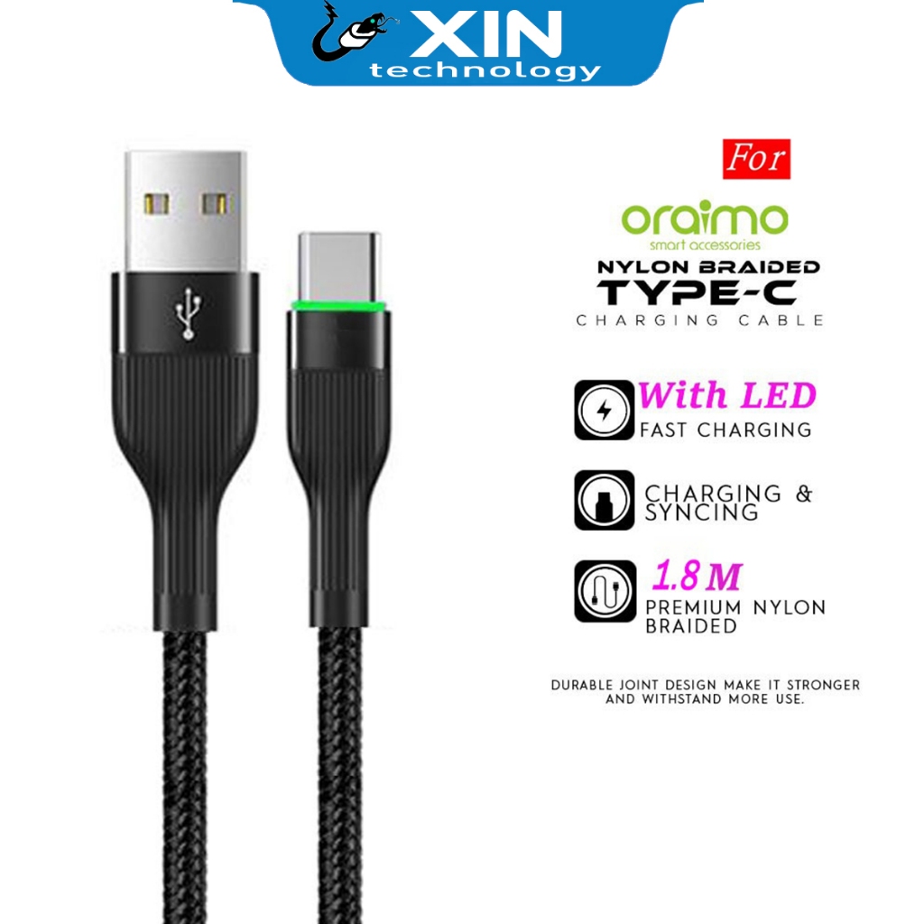 Oraimo Fast Charging Type-C Cable I Output: 5V 2.1A 3A I 10000 Bend ...