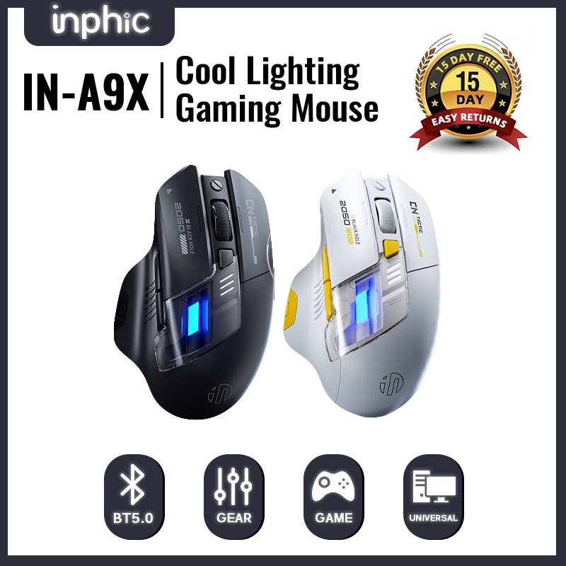 INPHIC A9 RGB Wireless Mouse Rechargeable 2.4GHz / Bluetooth5.0 ...