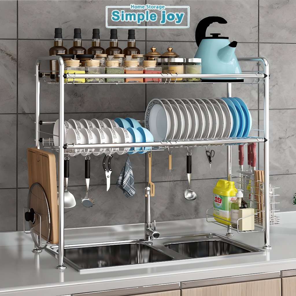 SimpleJoy 304 Stainless Steel Sink Rack 1/2layer Over Sink Dish Rack ...