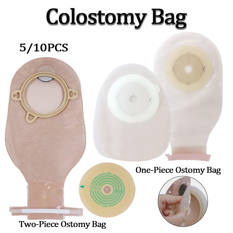 5/10PCS One-piece & Two-piece Ostomy Bag Disposable Colon Ileostomy Bag ...