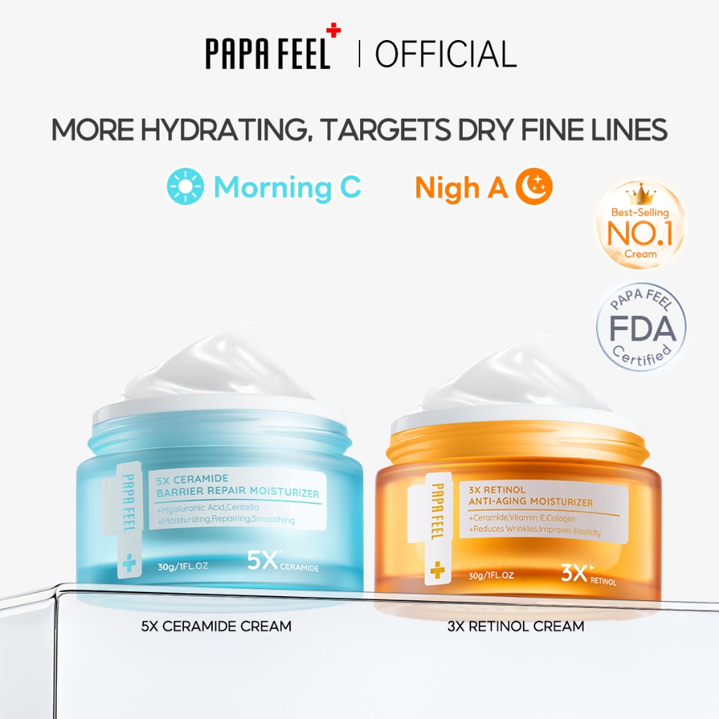 PAPA FEEL【Morning C Night A Cream】3X Retinol Anti Aging Moisturizer 30g ...
