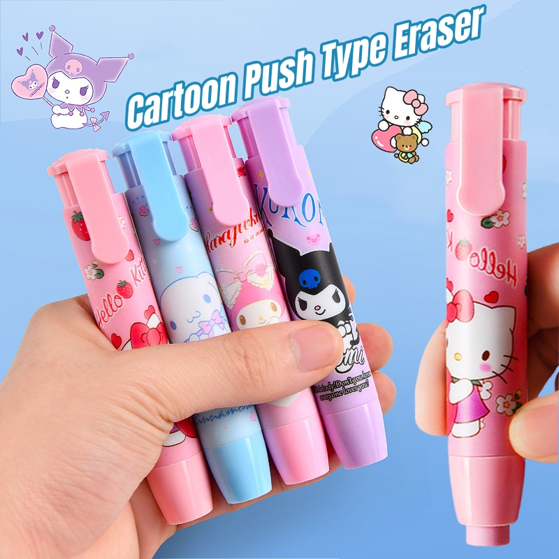 Cartoon Eraser Push Type Eraser Pen Wipe Clean Student School Supplies ...
