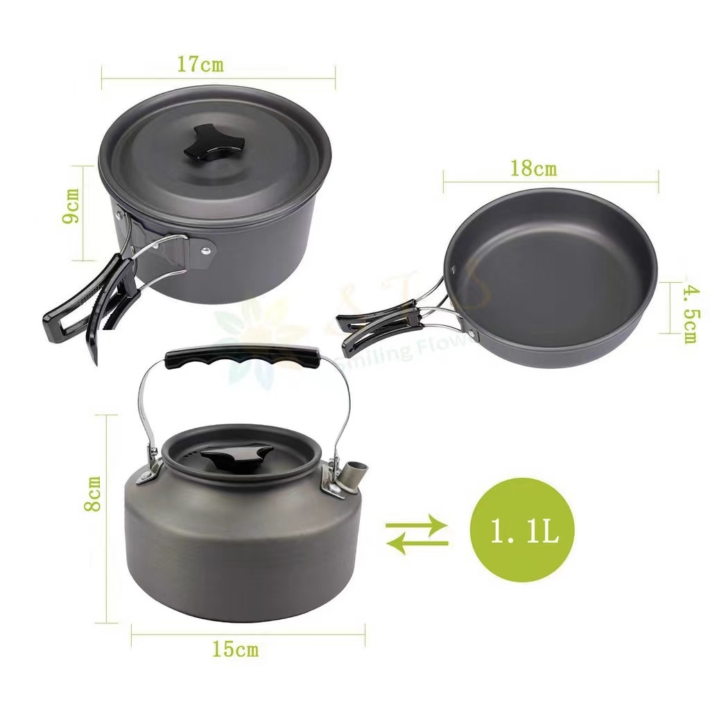 10pcs Camping Cookware Kit Camping Cooking Set Hiking Picnic Pot ...