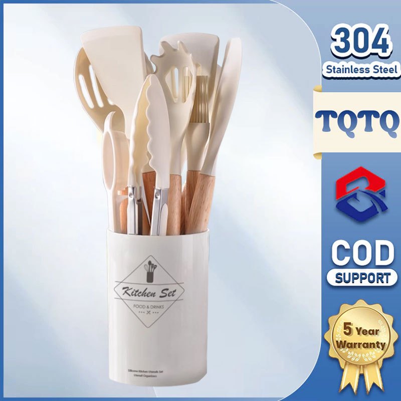 TQTQ 12 Pcs Silicone Kitchen Utensils Set Heat Resistant Non-stick ...