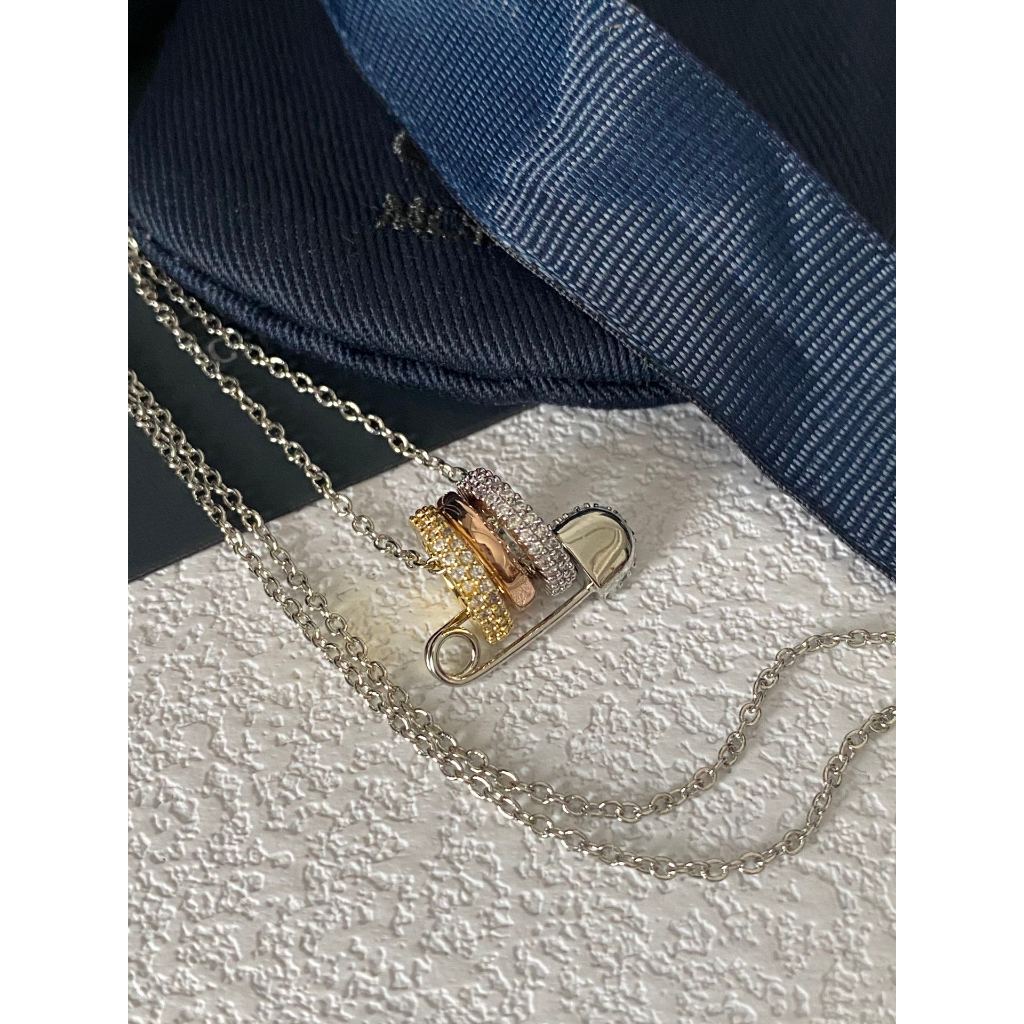 2025 New Retro Tricolor Full Diamond Paper Clip Necklace Fashion ...