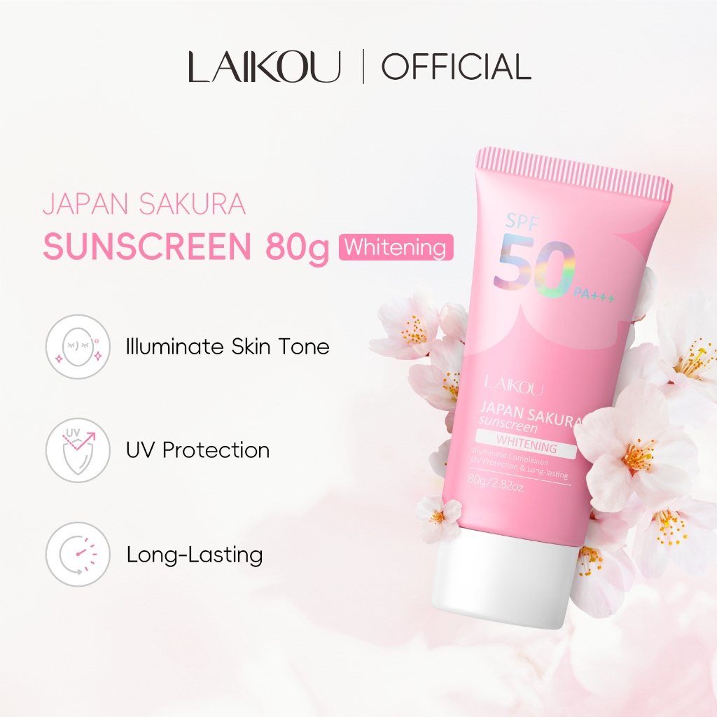 LAIKOU Japan Sakura Sunscreen SPF50 UV Protection Whitening Hydrating ...