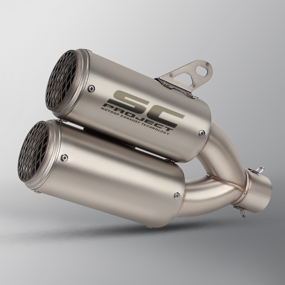 SC Project Exhaust Universal 51mm Motorcycle Double Outlet Muffler For ...