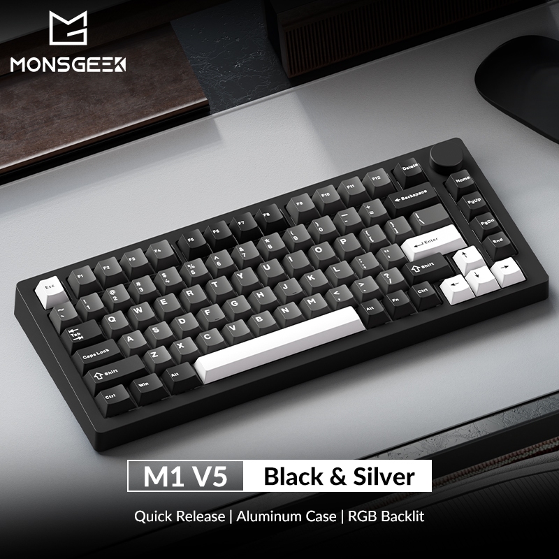 Akko x MonsGeek M1 V5 Black & Silver Wireless Keyboard With RGB, Hot ...