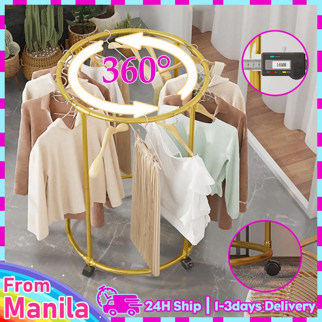 Rotating Clothes Rack with Wheels Heavy Duty Stainless Clothes Rack ...