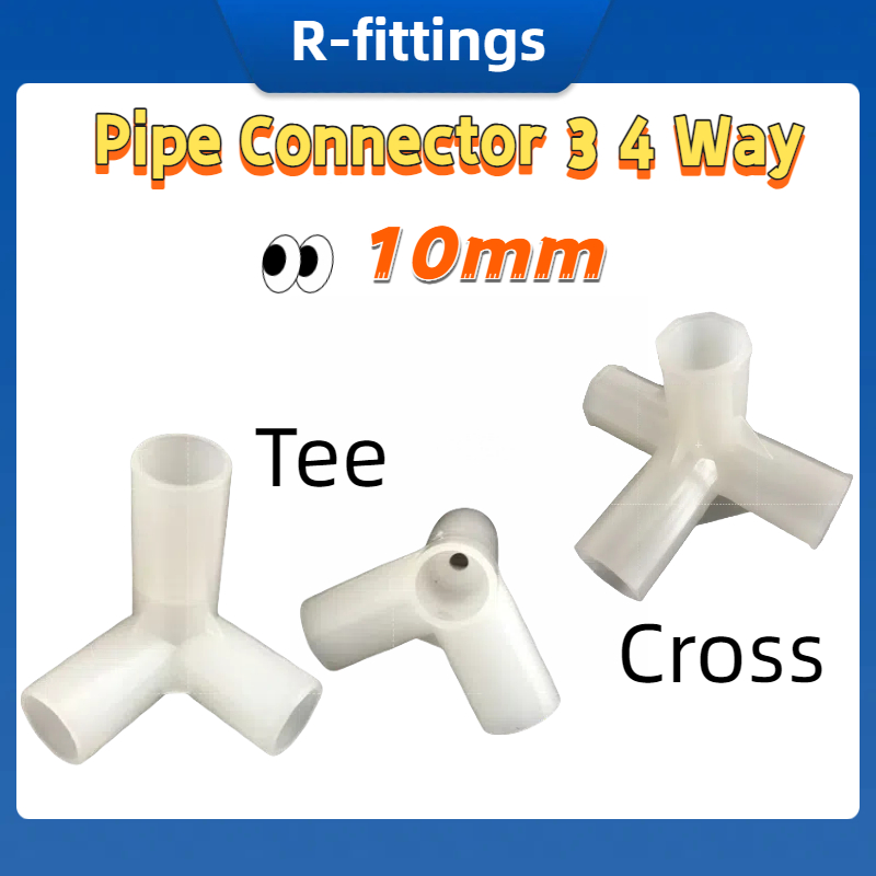 Plastic Inner 10 mm Pipe Connector 3 4 Way Straight Tee Cross Joint ...