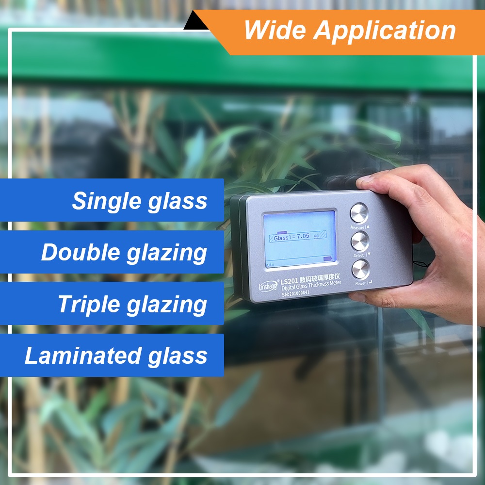 Linshang LS201 Glass Thickness Gauge One-side Measurement Windows Curtain Wall Digital Reading ...