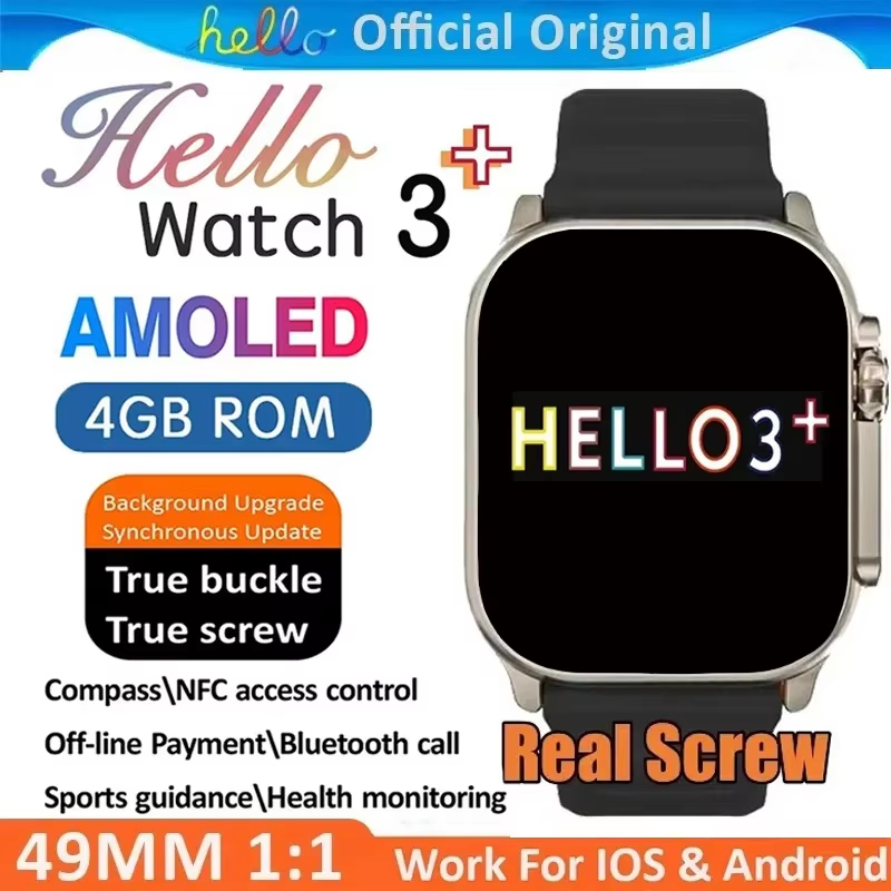 New Hello Watch 3+ 49mm AMOLED Smartwatch Hello 3 plus 173+ Sport ...
