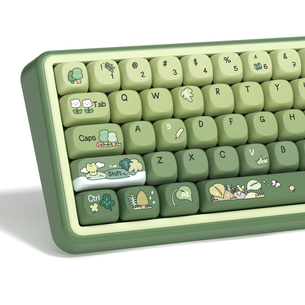 132 Keys Rainy Green Day Keycaps MOA Profile Dye Thermal Sublimation ...