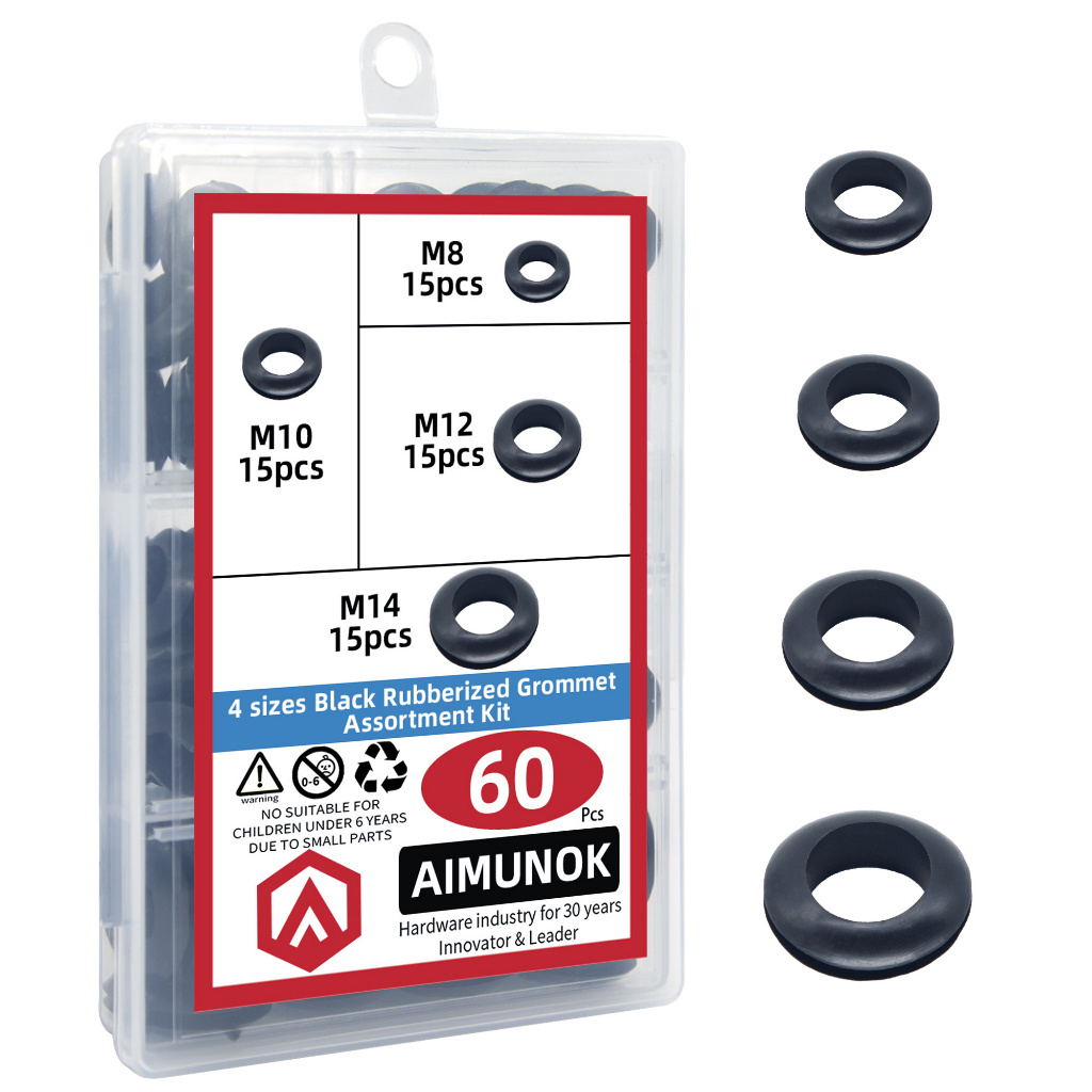 60pcs Rubber Grommet Assortment Kit, 4 Sizes Eyelet Ring Gasket M8 M10 ...