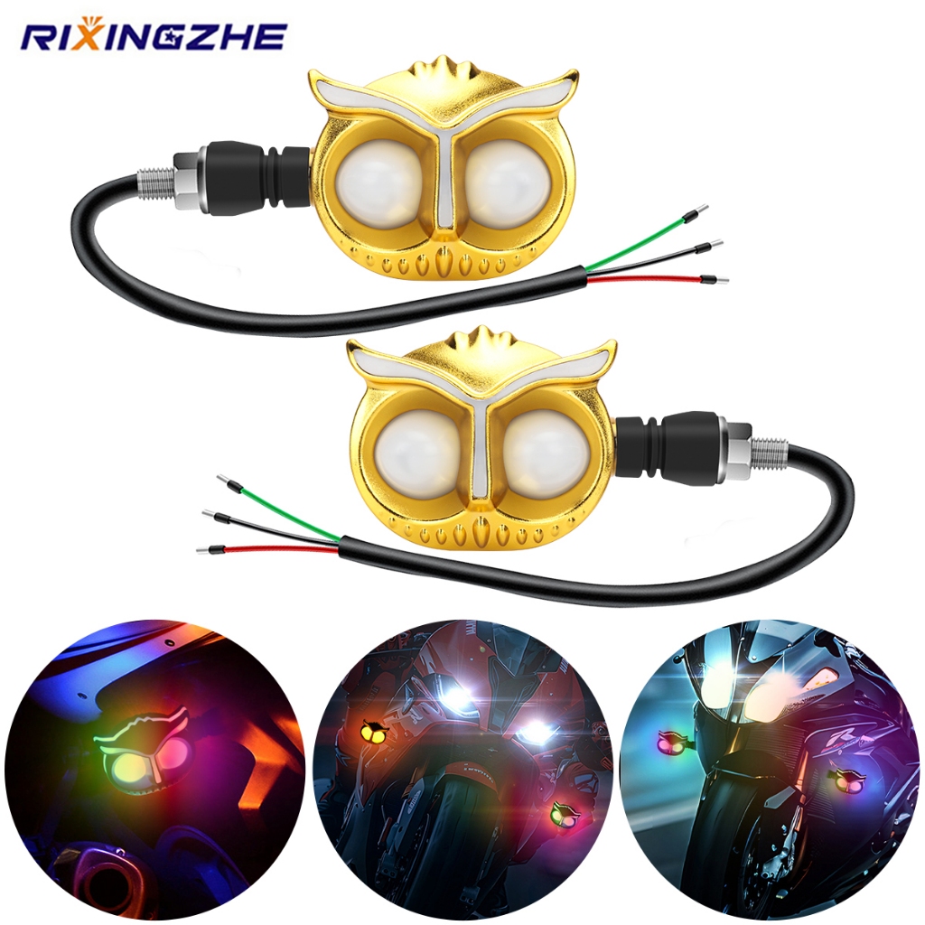 1Pair Owl Style Motorcycles Led Turn Signal Light RGB Multicolors DRL ...