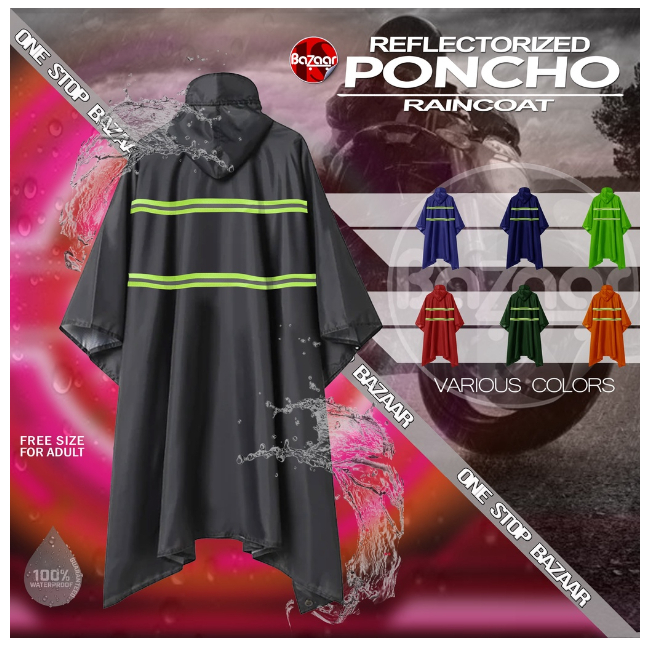 Raincoat Poncho Motorcycle Biker Rain Coat Kapote With Reflective ...