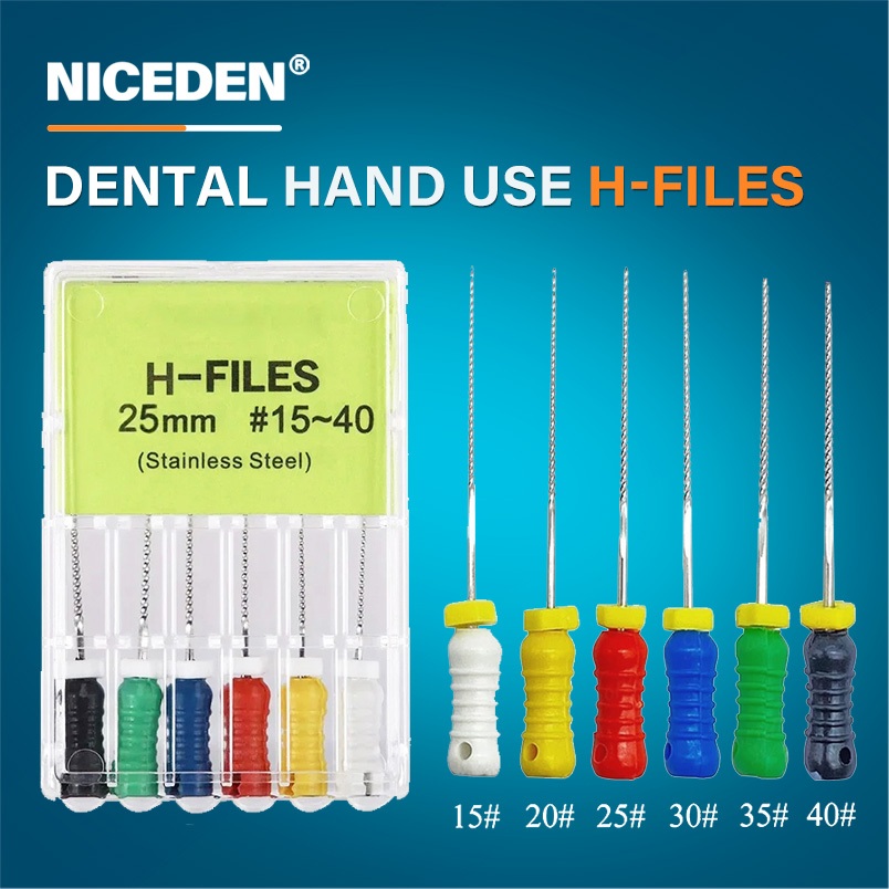 NICEDEN Dental endo files H Files 6pcs/pack 21/25mm Dental Endodontics ...