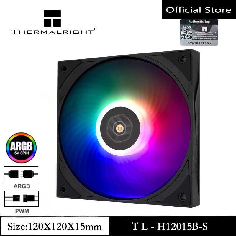 Thermalright TL-H12015B-S ARGB Case Fan 120mm 1900RPM Cooling Fan 15mm ...