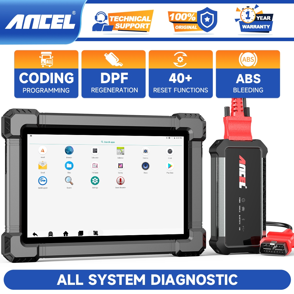 ANCEL X7 HD 12V 24V Heavy Duty Truck Bi-directional OBD2 Scanner 40 ...