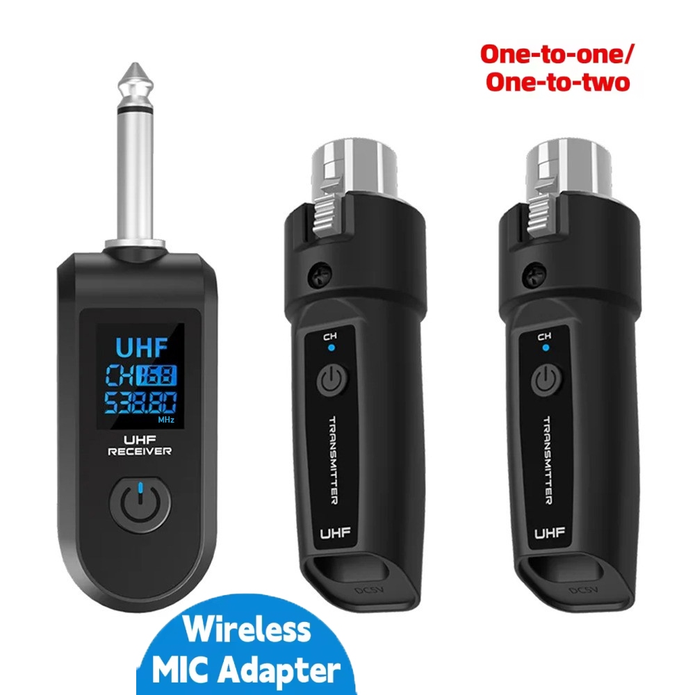 2.4G UHF XLR Adapter System Wireless Microphone Transmitter Receiver ...
