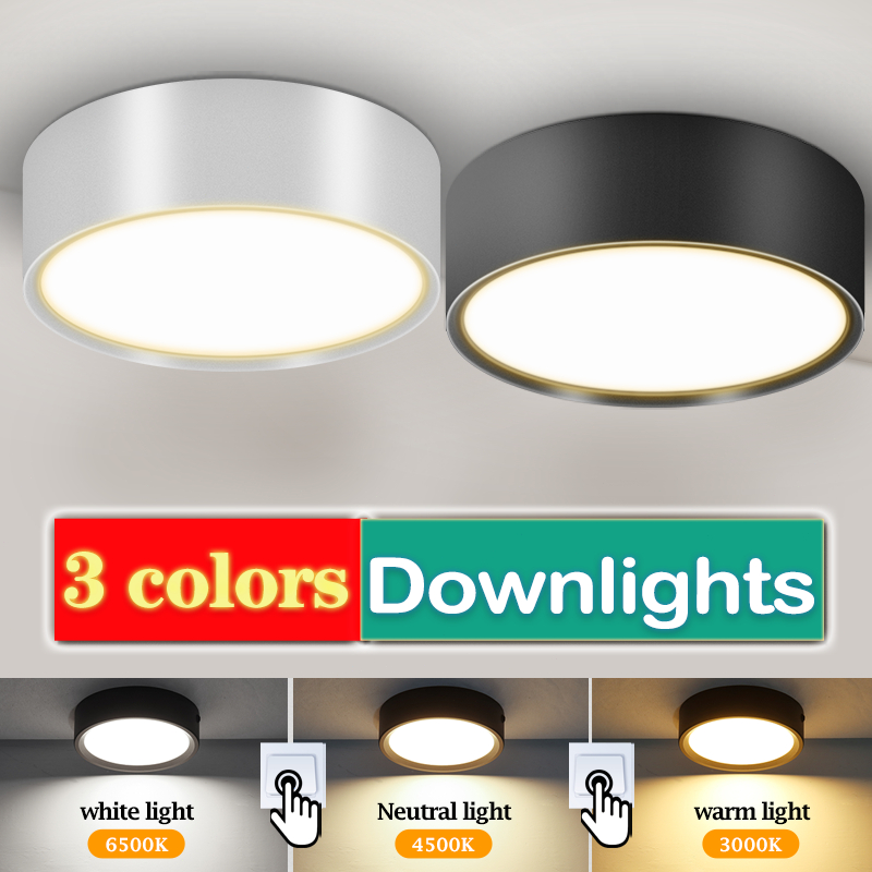 3 Colors Downlight Surface Mounted Ceiling Light Panel Led Light switch ...