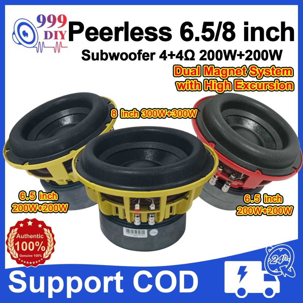 999DIY Peerless 6.5 Inch Subwoofer 4+4Ω 200+200W Car Speaker Subwoofer ...
