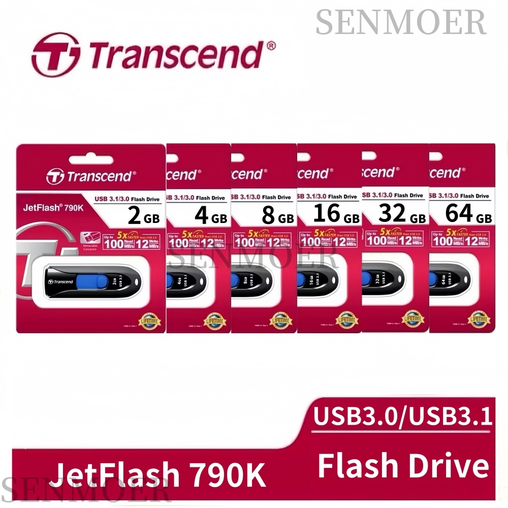 Transcend USB Pendrive 128GB 64GB 32GB 16GB 8GB 4GB 2GB JetFlash 790K ...
