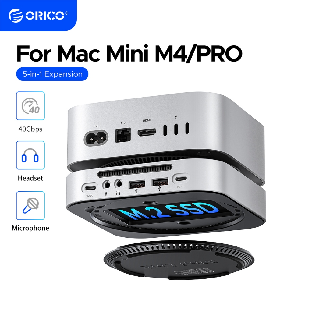ORICO Mac Mini Docking Station with M.2 NVMe SSD Enclosure USB Splitter ...