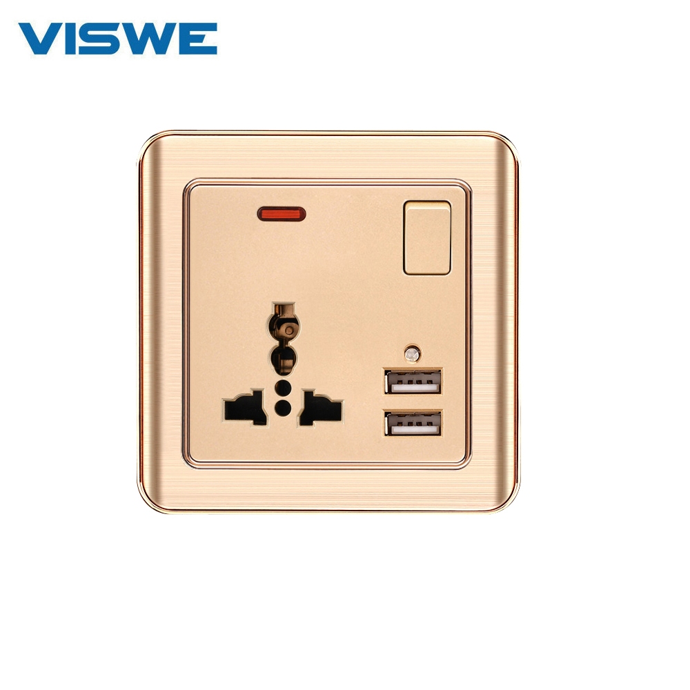 VISWE | wall socket | power socket | usb socket | universal socket | gold | C50 | Shopee Philippines