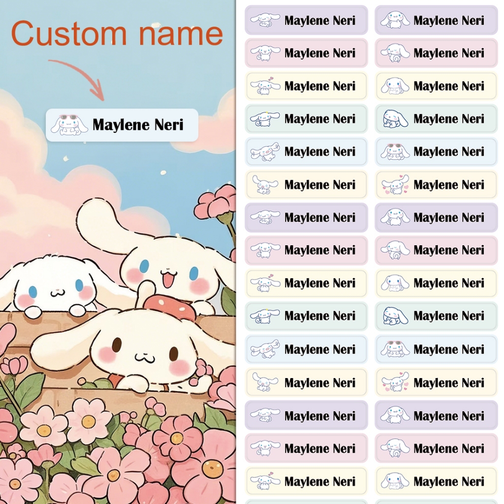 84pcs cartoon Cinnamoroll pattern labels, custom name children's labels ...