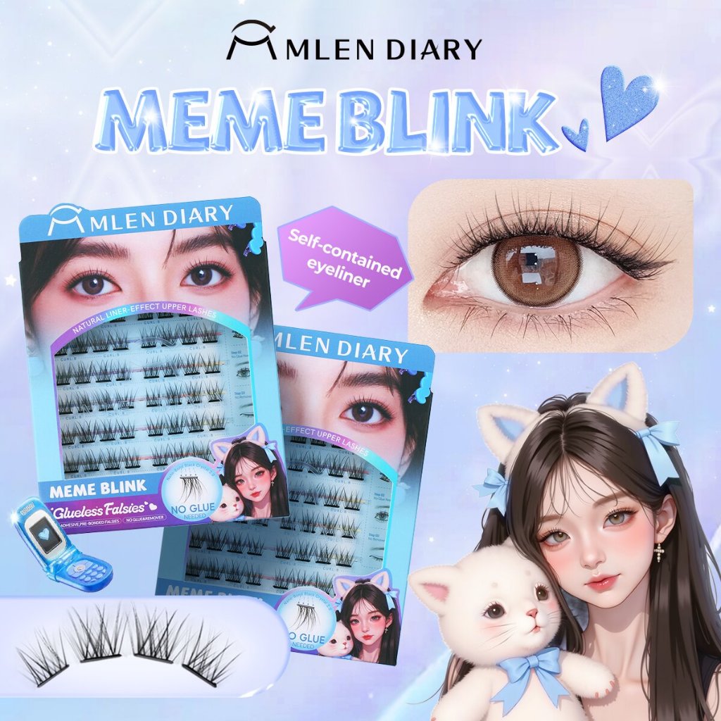MLEN DIARY Clusters Eyelashes Individual Reusable Lashes Natural lovely ...