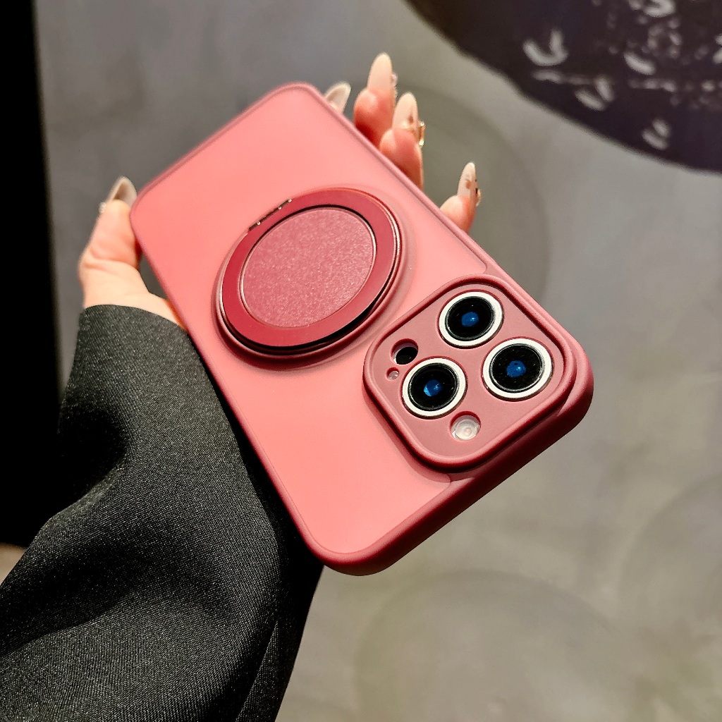 360 Rotating Stand Magnetic Acrylic Case for iPhone 16 Pro Max 15 14 13 ...