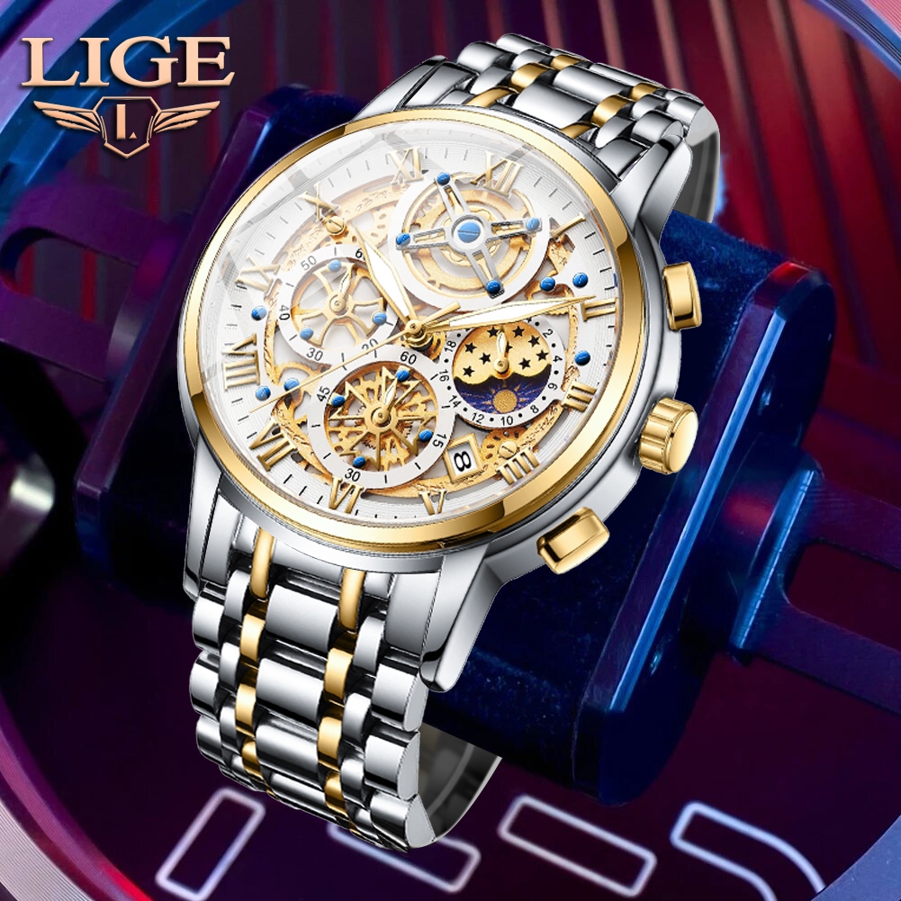LIGE Official Steel Watch Original Relo Men Sports Waterproof Watches ...