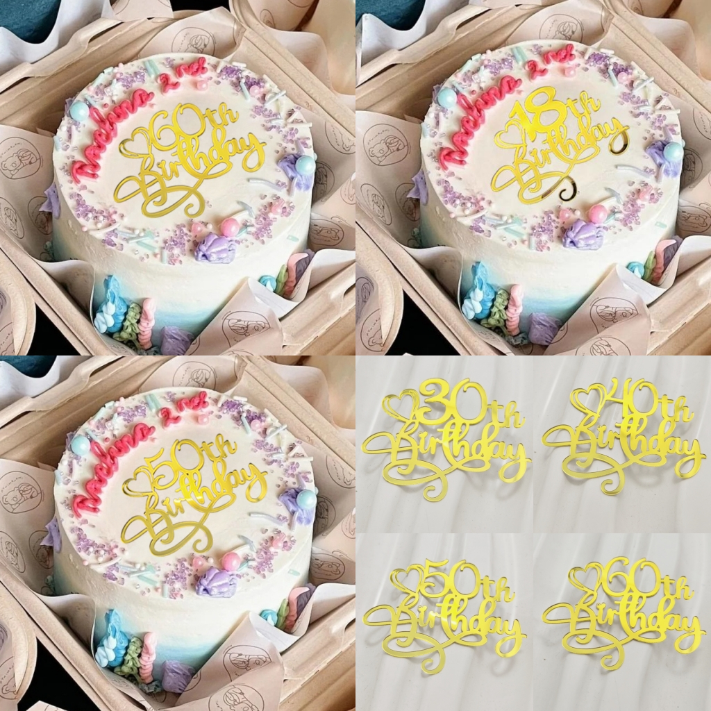 12 Pieces Happy Birthday Cake Toppers, Eighteen Twenty One Thirty ...