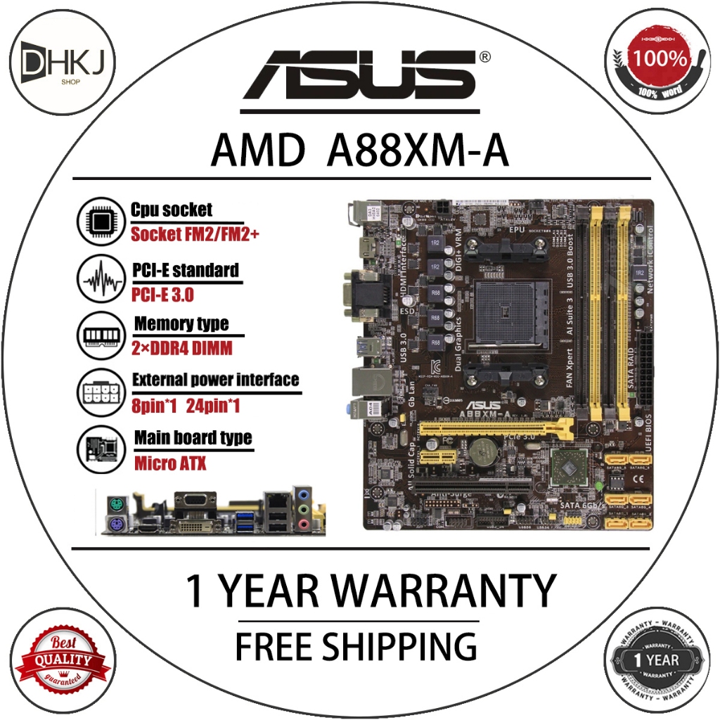 used A88XM-A Motherboard Socket FM2 FM2+ DDR3 For AMD A88X Original Desktop Mainboard SATA III ...