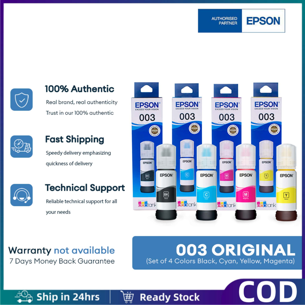 100% Original Epson 003 Ink 65ml Genuine Refill Ink L3210/L1110/L3110 ...